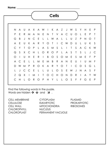 AQA GCSE BIOLOGY - CELLS AND ORGANISATION- WORDSEARCH PACK, ACTIVITY ...