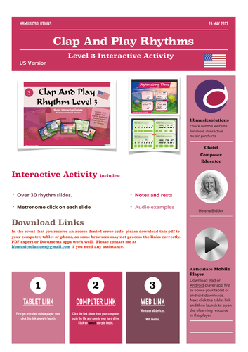 Clap And Play Rhythms Level 3 US Version | Teaching Resources