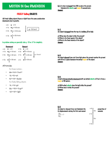 Motion - One & Two Dimensional Motion - (Freely Falling Objects ...