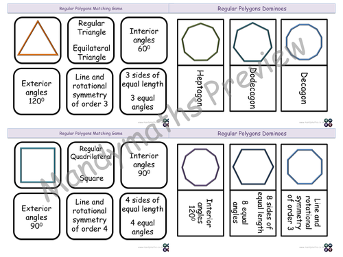 Regular Polygons - Matching game - Dominoes | Teaching Resources