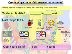 Qu'est ce que tu as fait pendant les vacances? - past tense | Teaching ...