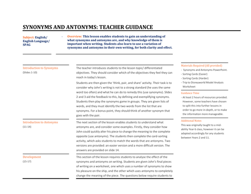 Synonyms and Antonyms! | Teaching Resources