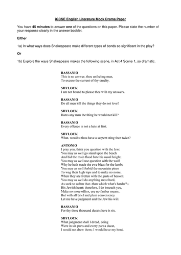 Merchant of Venice Revision Resources iGCSE | Teaching Resources