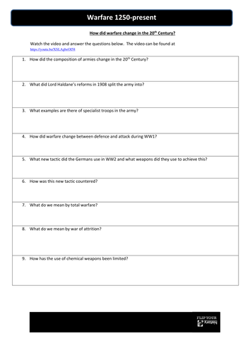 10. How did Warfare change in the 20th Century - #flipped learning ...