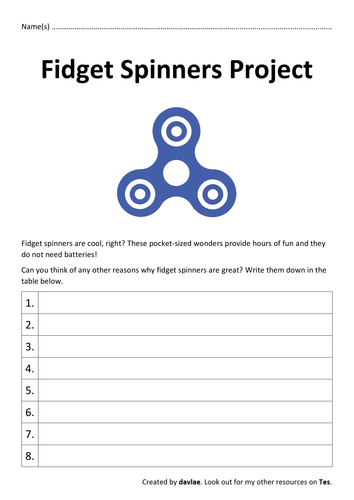 Free Fidget Spinner Project | Teaching Resources