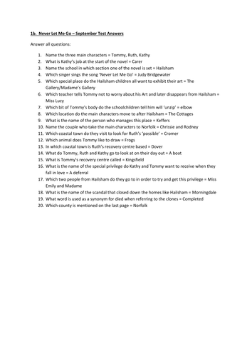 Never Let Me Go - Complete Novel Resources | Teaching Resources