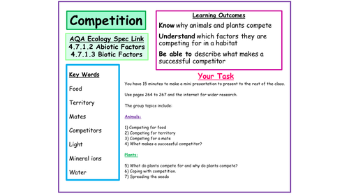 New AQA Ecology Secification- Competition over Abiotic and Biotic ...
