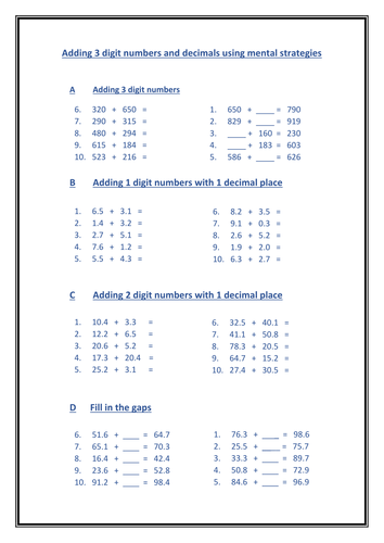 Differentiated Tasks - Adding using mental strategies | Teaching Resources