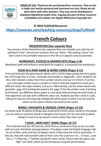 French Colours (Les Couleurs) | Teaching Resources