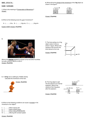 MOMENTUM - Quiz 1 | Teaching Resources