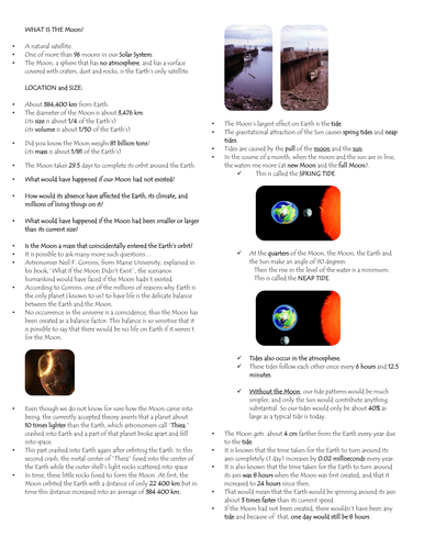 Space (Astronomy) - Moon - Teacher Notes | Teaching Resources