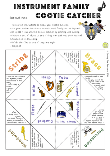 Instrument Families Foldable Activity | Teaching Resources