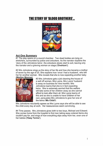 Revision pack for 'Blood Brothers', full and detailed | Teaching Resources