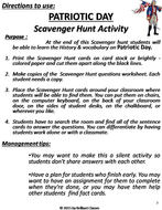 Patriotic Day Scavenger Hunt - An Activity on American Revolution ...