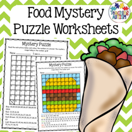Food Mystery Puzzle Number Grid | Teaching Resources