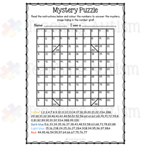 Food Mystery Puzzle Number Grid | Teaching Resources