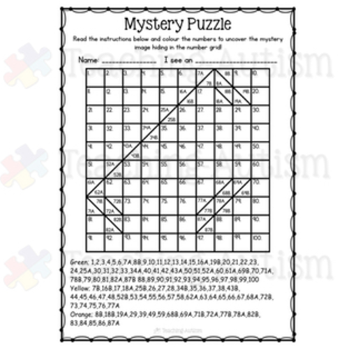 Food Mystery Puzzle Number Grid | Teaching Resources