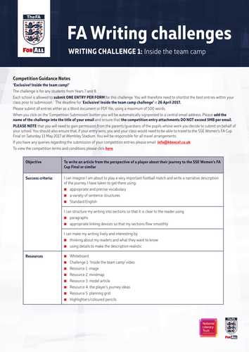 FA Writing Challenge, football inspired newspaper article writing ...