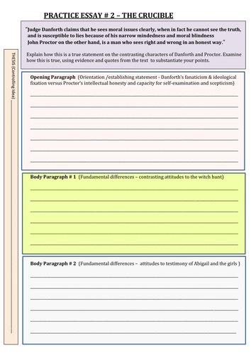 THE CRUCIBLE ~ Writing Analytical Essay Responses | Teaching Resources