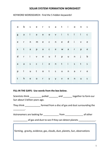 Activate 1: P1: 4.2B How the Solar System Formed | Teaching Resources