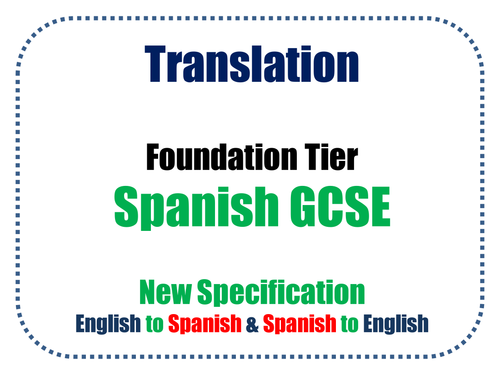 100 Translations GCSE Spanish Foundation Spanish from-to English ...