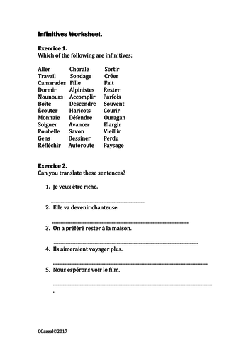 Infinitives in French for GCSE Students - A Complete Guide. | Teaching ...