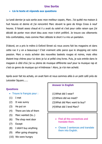 French GCSE / Years 8 + 9 Perfect Past Tense - 5 Useful Activities ...
