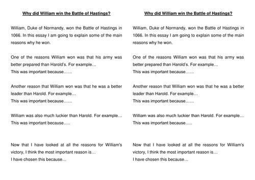 Why Did William win the Battle of Hastings Assessment | Teaching Resources