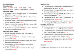 Energy calculations | Teaching Resources
