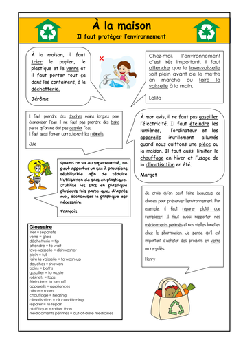French GCSE - L'environnement Carrousel activities | Teaching Resources