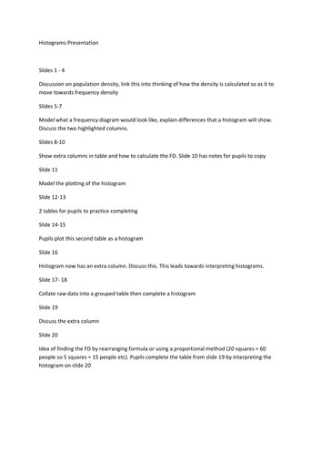 Histograms - lesson plan, presentation and activities | Teaching Resources