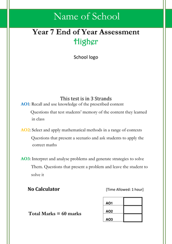 Year 7 higher assessments - New Curriculum | Teaching Resources