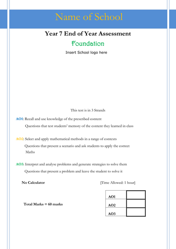 Year 7 Foundation Assessment - New Curriculum | Teaching Resources