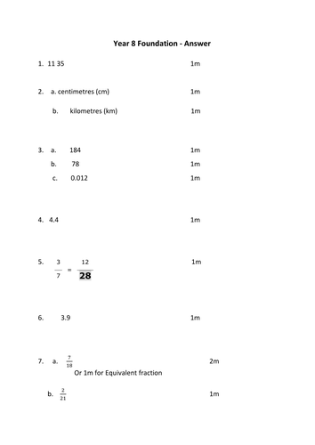 Year 8 Foundation Steps Assessment - New Curriculum | Teaching Resources