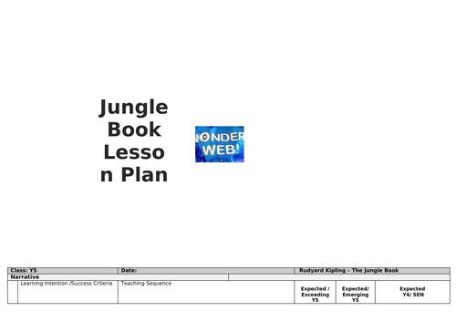KS2 Jungle Book Lesson Plan (Used for Interview Observation) | Teaching ...