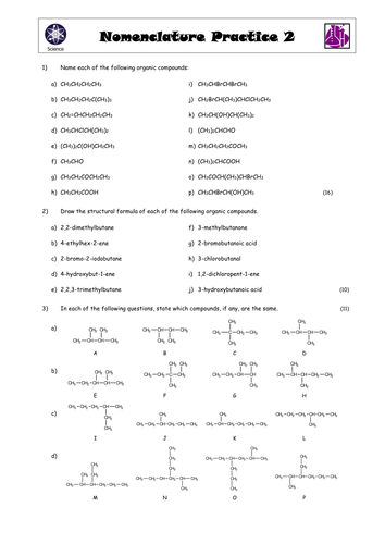 A level Naming organic molecules with video link | Teaching Resources A level Naming organic molecules with video link | Teaching Resources