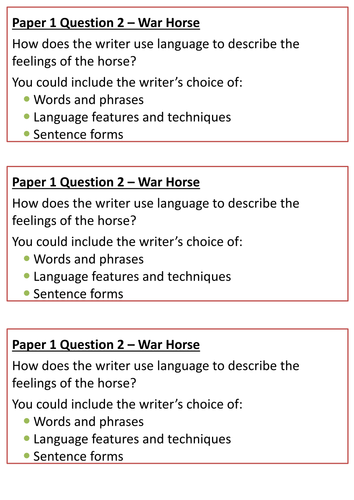 Analysing Language in War Horse | Teaching Resources