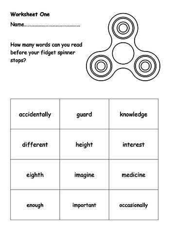 Year 4 Fidget Spinner Common Exception words challenge - Worksheet 1 ...