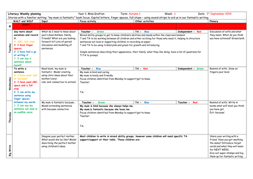 Autumn 1 - Year 1 new curriculum - ALL maths and literacy weekly plans ...