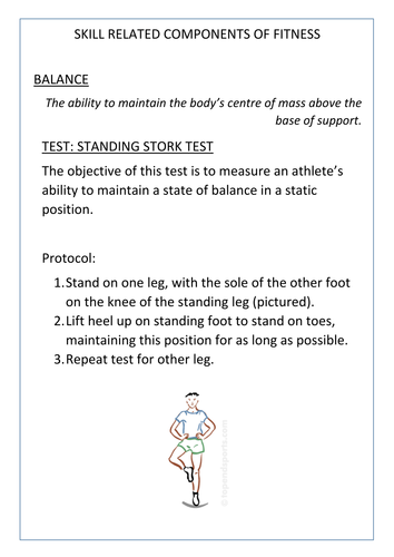 Skill related components of fitness test protocol worksheets | Teaching ...