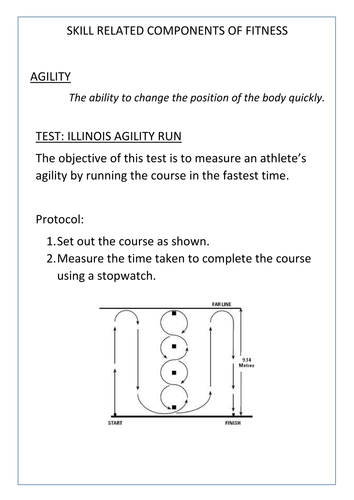 Skill related components of fitness test protocol worksheets | Teaching ...