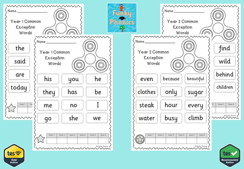 Common Exception Word Fidget Spinner Games - Year 1&2 | Teaching Resources