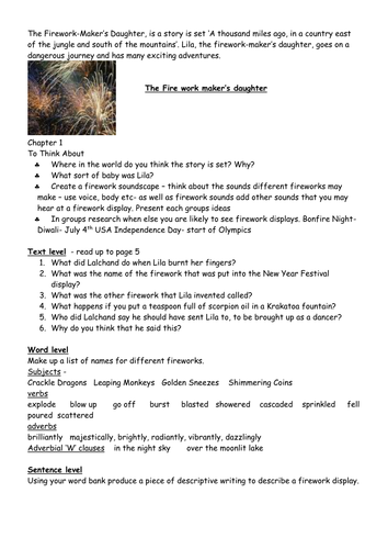 The Firework Maker's daughter (Philip Pullman) KS2 Guided Reading / COMPREHENSION | Teaching ...