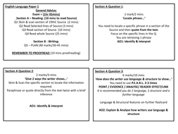 Pearson Edexce GCSE English Languagel Paper 1 Revision Flash Cards ...