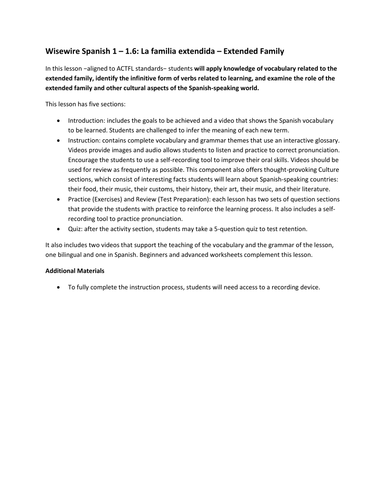 Spanish Lesson 1.6: La Familia Extendida - Extended Family | Teaching ...