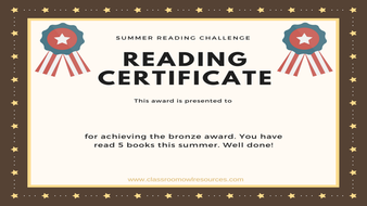 Reading Certificates | Teaching Resources