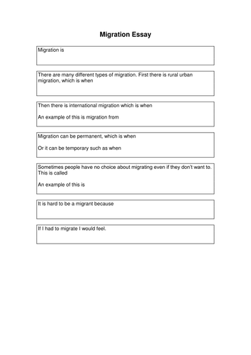 Key Stage 3; Population - migration essay | Teaching Resources