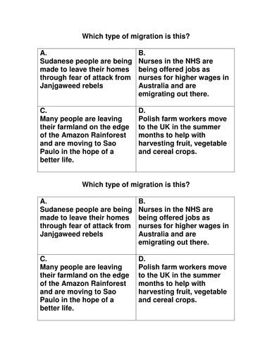 Key Stage 3; Population - migration essay | Teaching Resources