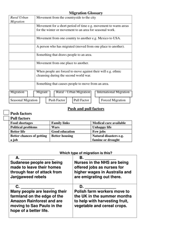Key Stage 3; Population - migration essay | Teaching Resources