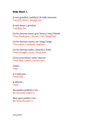 French KS2 & KS3 - Creating Funny Families. (Self & Family) | Teaching ...